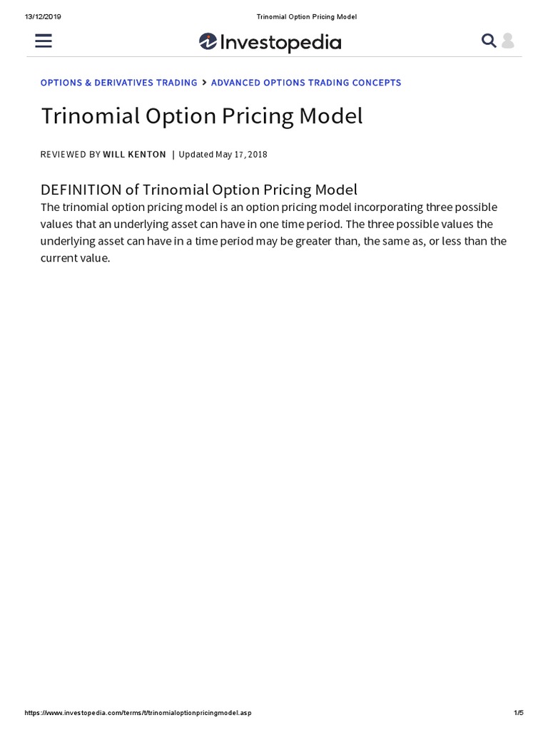 Trinomial Option Pricing Model | PDF | Black–Scholes Model | Option (Finance)