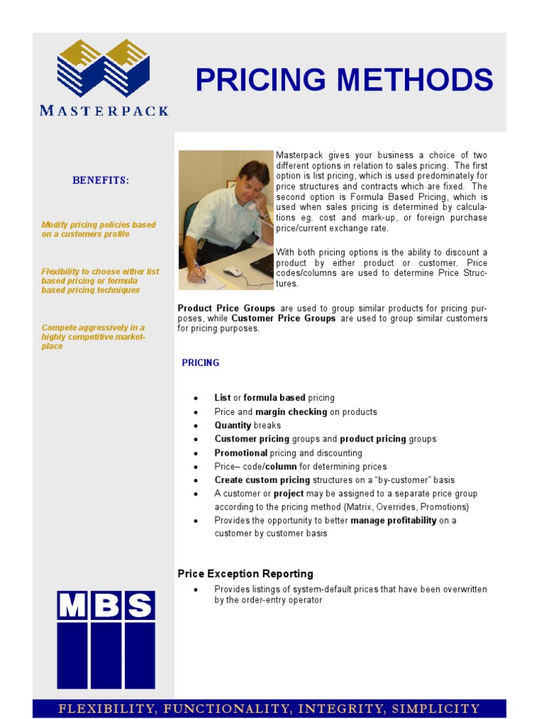 Masterpack ERP Pricing Methods | PDF