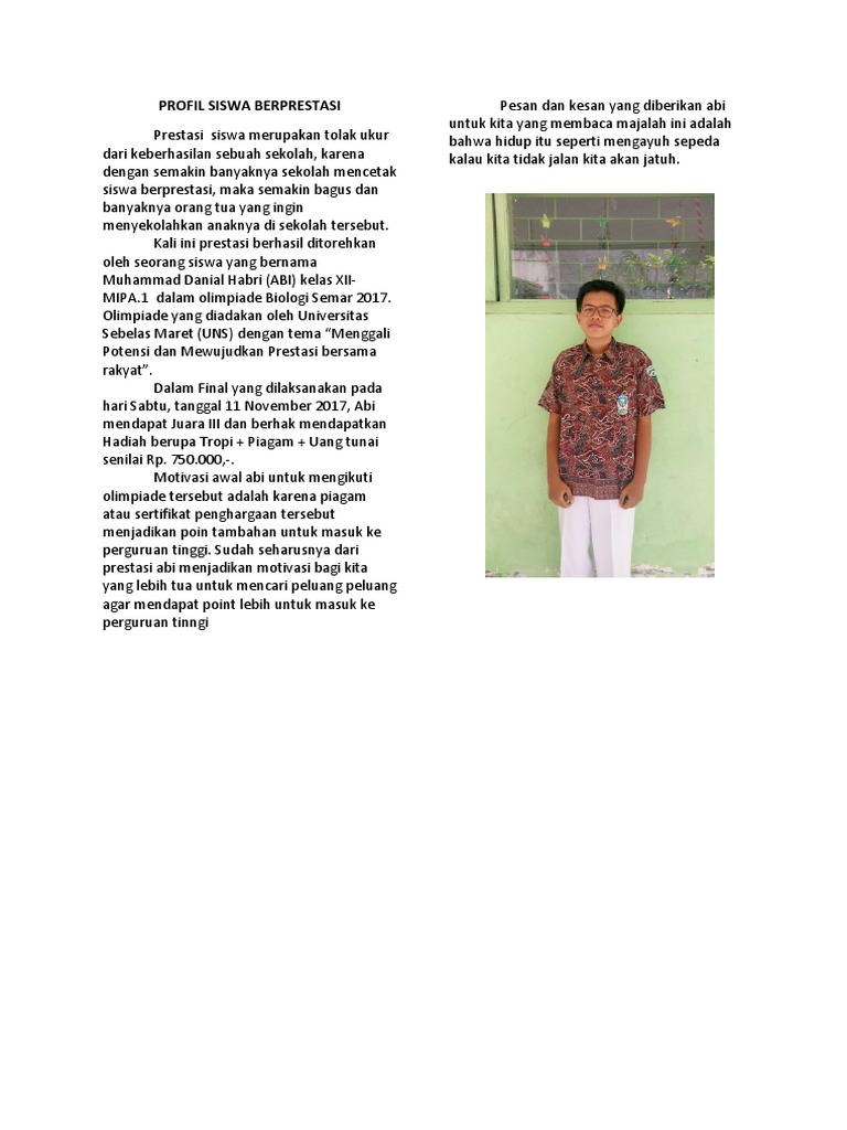 Profil Siswa Berprestasi Pdf