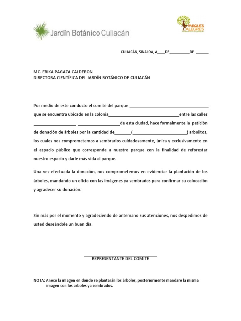 Solicitud de Donación de Árboles para Reforestación | PDF