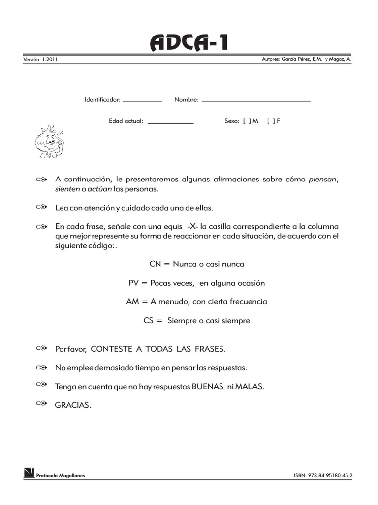 Cuestionario ADCA-1 | PDF