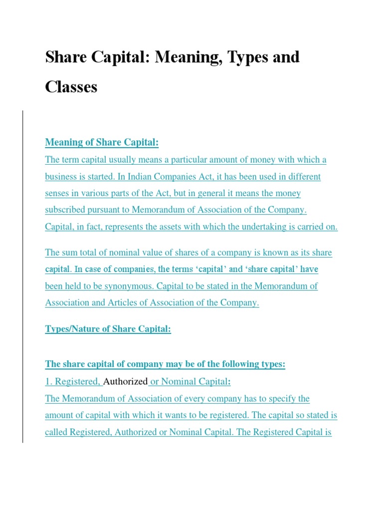 Share Capital | PDF | Preferred Stock | Money