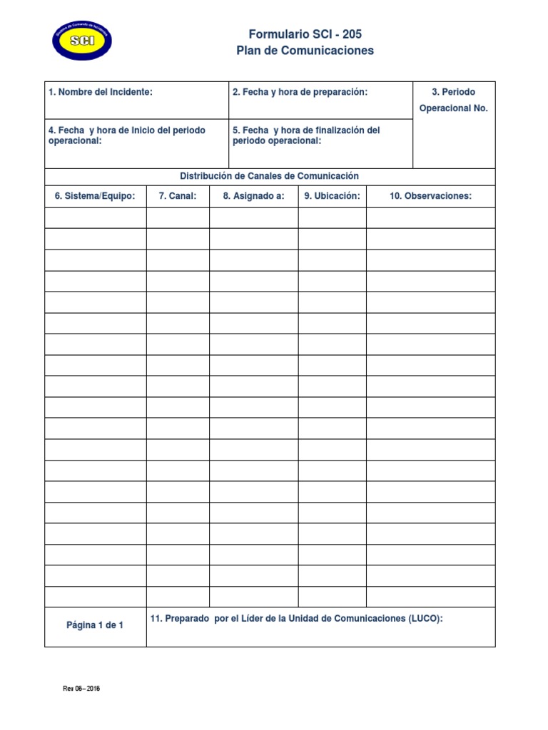 Formulario Sci - 205 | PDF