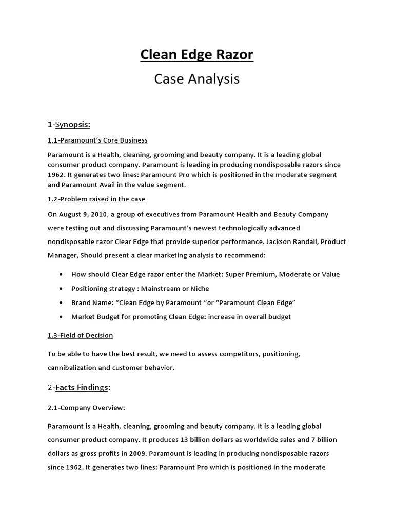 Clean Edge Razor Case Analysis | PDF | Market Segmentation | Brand