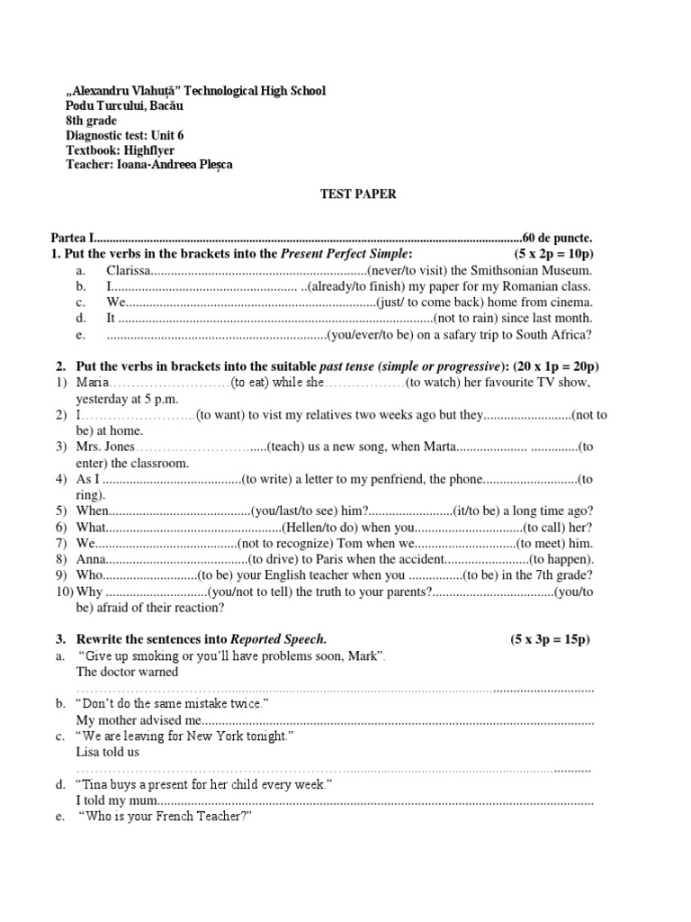 Test Paper 8th Grade | PDF | Morphology | Onomastics