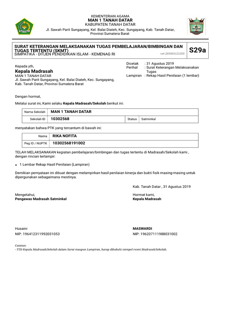 SKMT MAN 1 Tanah Datar 2019 | PDF