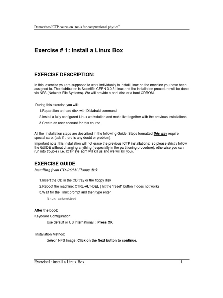 Exercise # 1: Install A Linux Box | PDF | Desktop Environment | Booting
