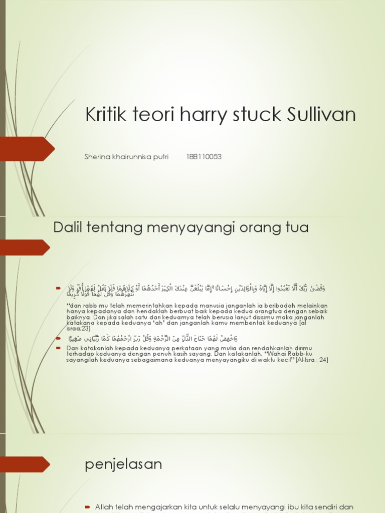 Kritik Teori Harry Stuck Sullivan | PDF