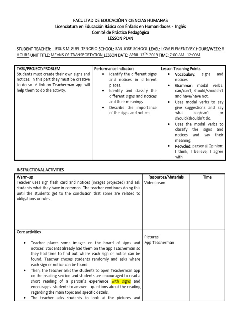 Lesson Plan #4 | PDF | Education Theory | Teaching