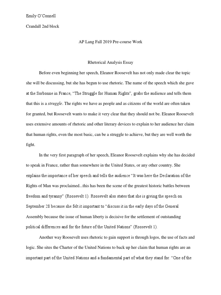 Ap Lang Fall 2019 Precourse Work | PDF | Rhetoric | Human Rights
