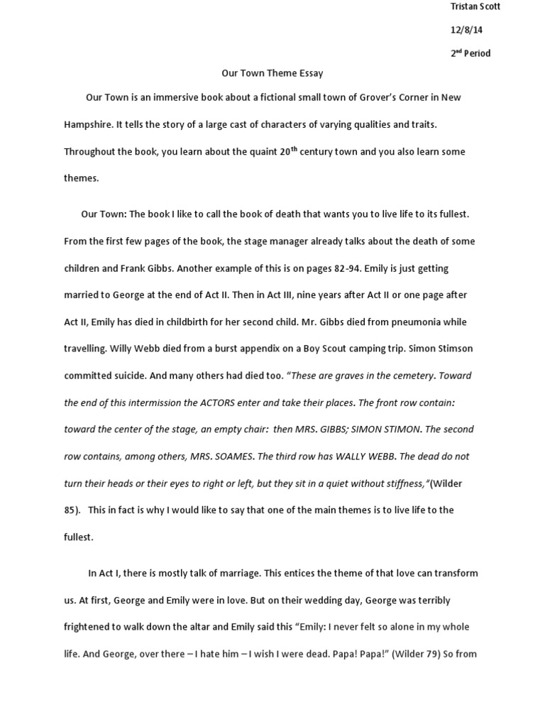 Our Town Theme Essay | PDF | Social Science | History