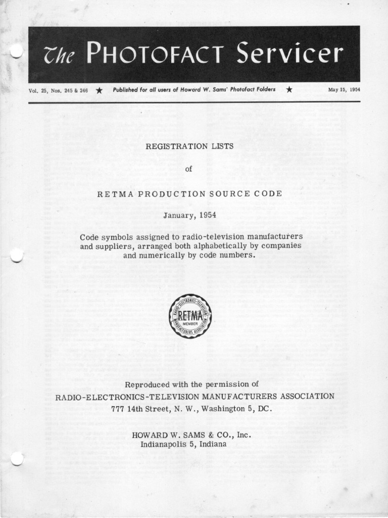 1954 RETMA EIA Codes | PDF | Electronics | Business