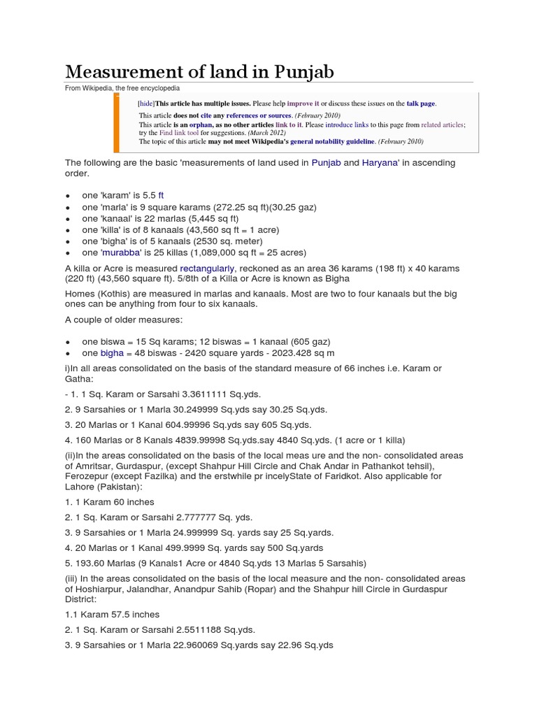 Punjab Land Measurement Overview | PDF | Metrology | Scientific Observation