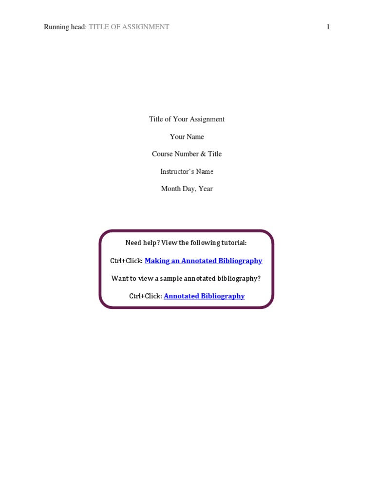 Annotated Bibliography Template | PDF | Annotation | Bibliography