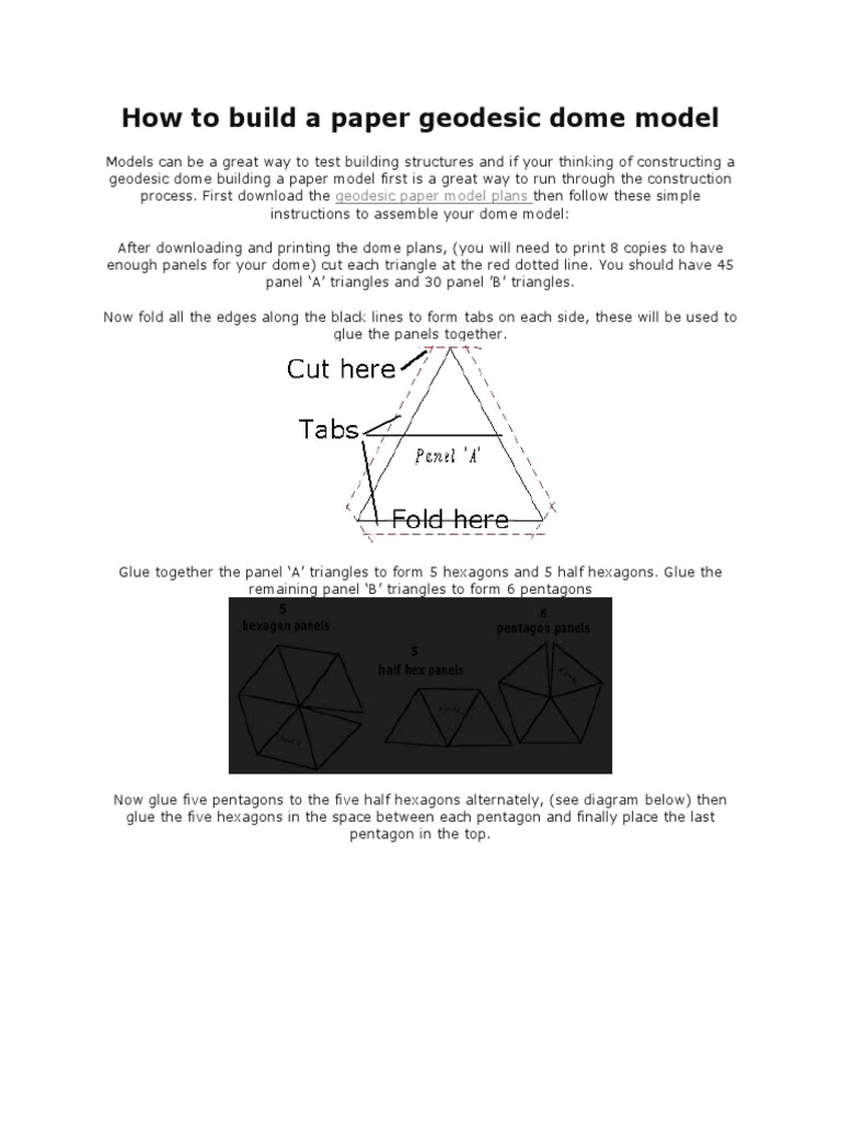 How To Build A Paper Geodesic Dome Model | PDF