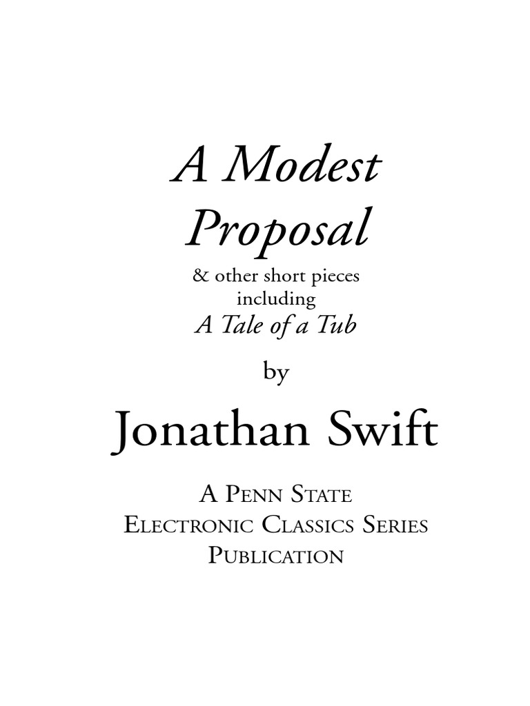 Jonathan Swift A Modest Proposal | PDF | Jonathan Swift | Foods