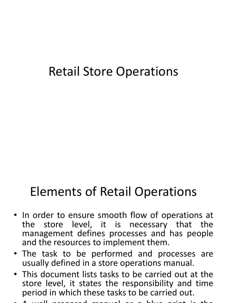 Retail Store Operations | PDF | Merchandising | Retail
