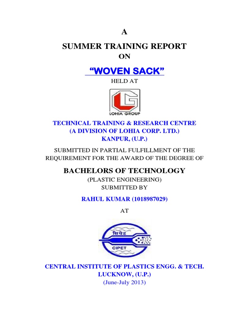 Summer Training Report by Rahul Cipet | PDF | Polyethylene | Polymers