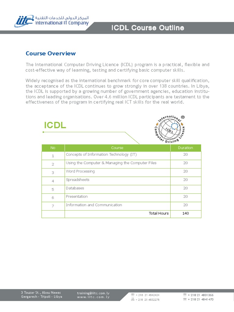 Courses of The International Computer Driving Licence PDF | PDF ...