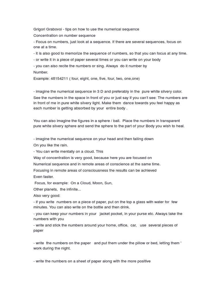 Guidance on Using Numerical Sequences for Healing and Self-Improvement | PDF | Nature