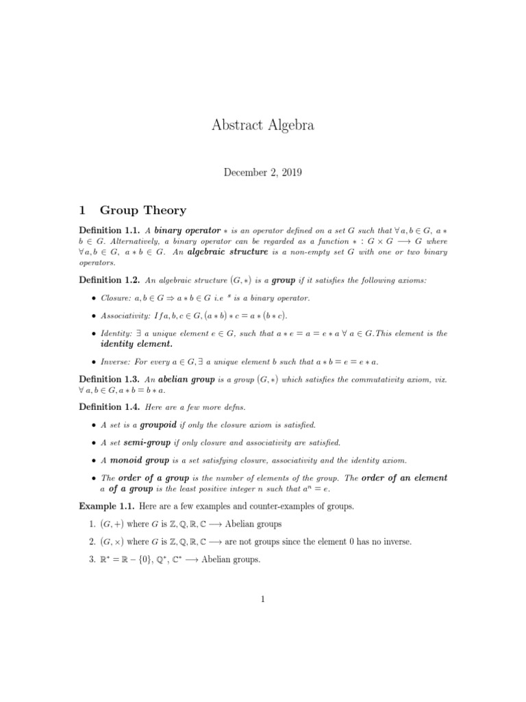 Abstract Algebra - 1 | PDF | Group (Mathematics) | Permutation