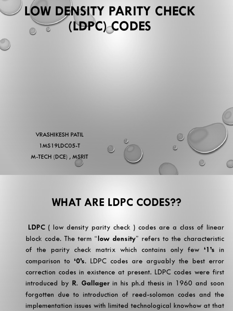 Low Density Parity Check (LDPC) Codes | PDF | Low Density Parity Check ...