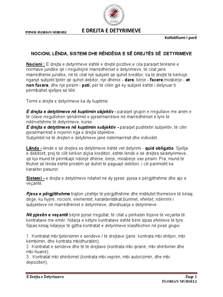 E Drejta e Detyrimeve PDF | PDF