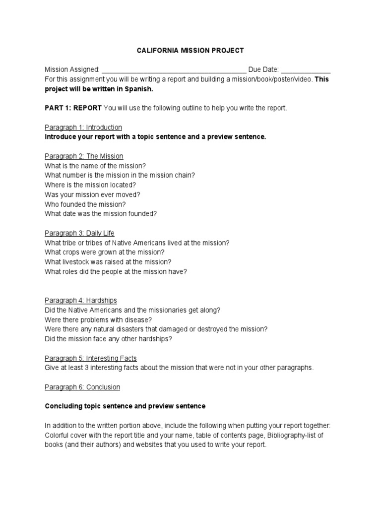 California Mission Project | PDF