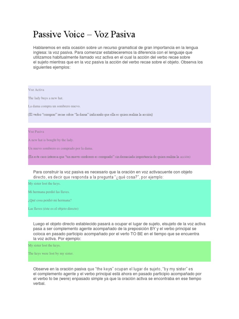 Passive Voice | PDF | Objeto (gramática) | Verbo
