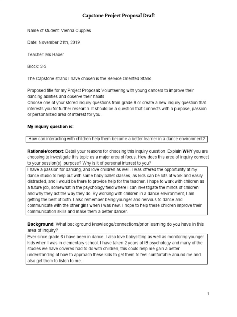 Capstone Proposal | PDF | Mentorship | Teachers