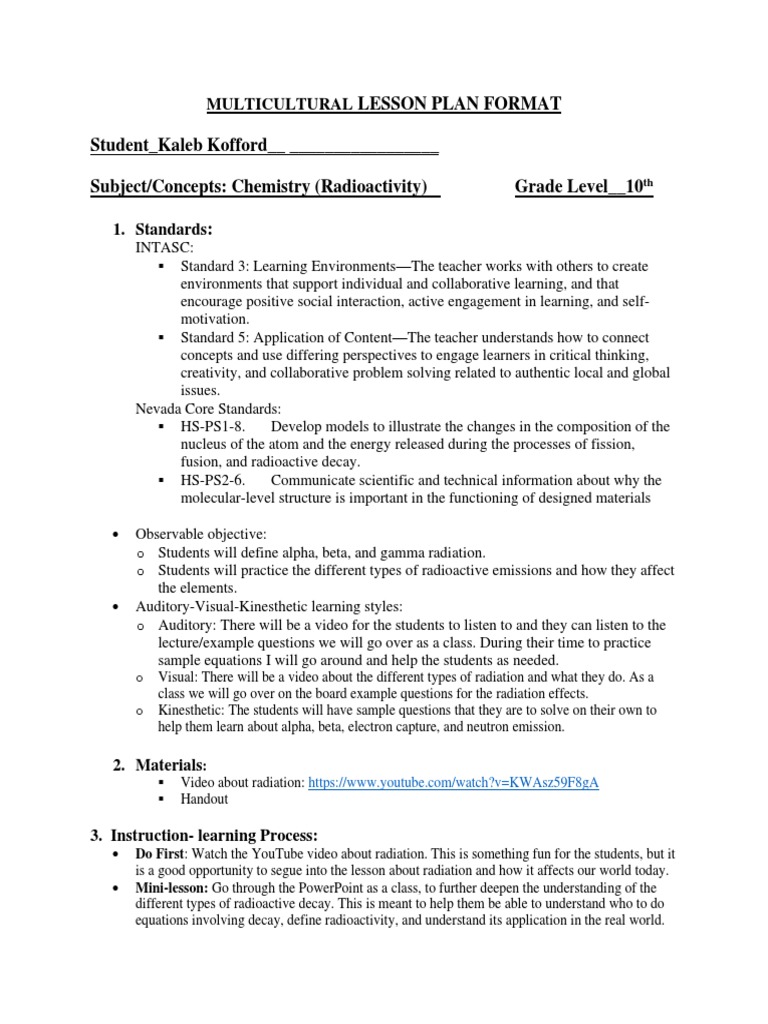 Lesson Plan 1 | PDF | Radioactive Decay | Radioactivity
