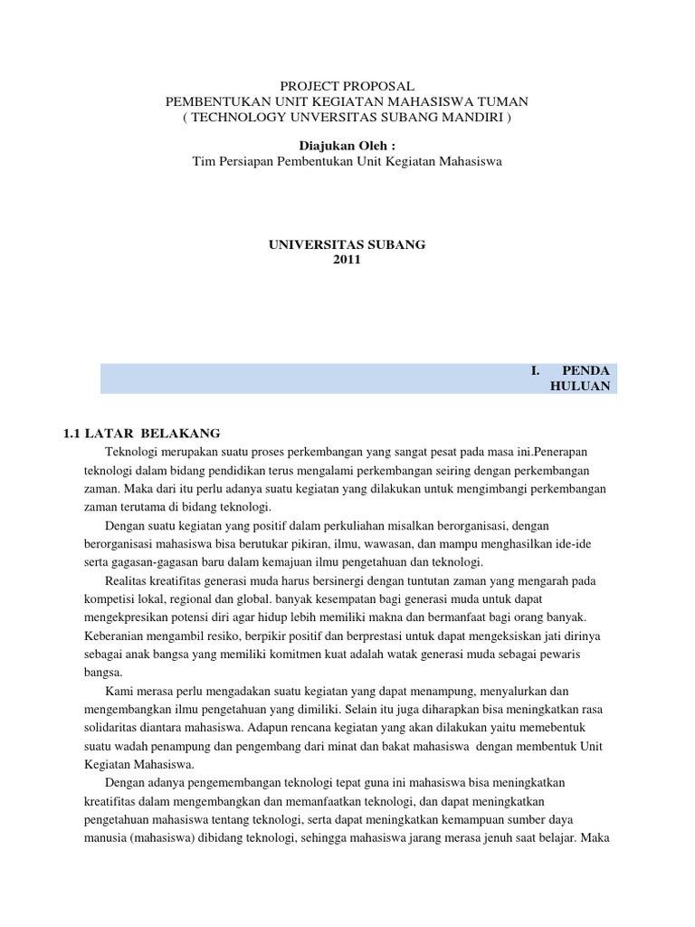 Project Proposal Ukm | PDF | Ilmu Sosial