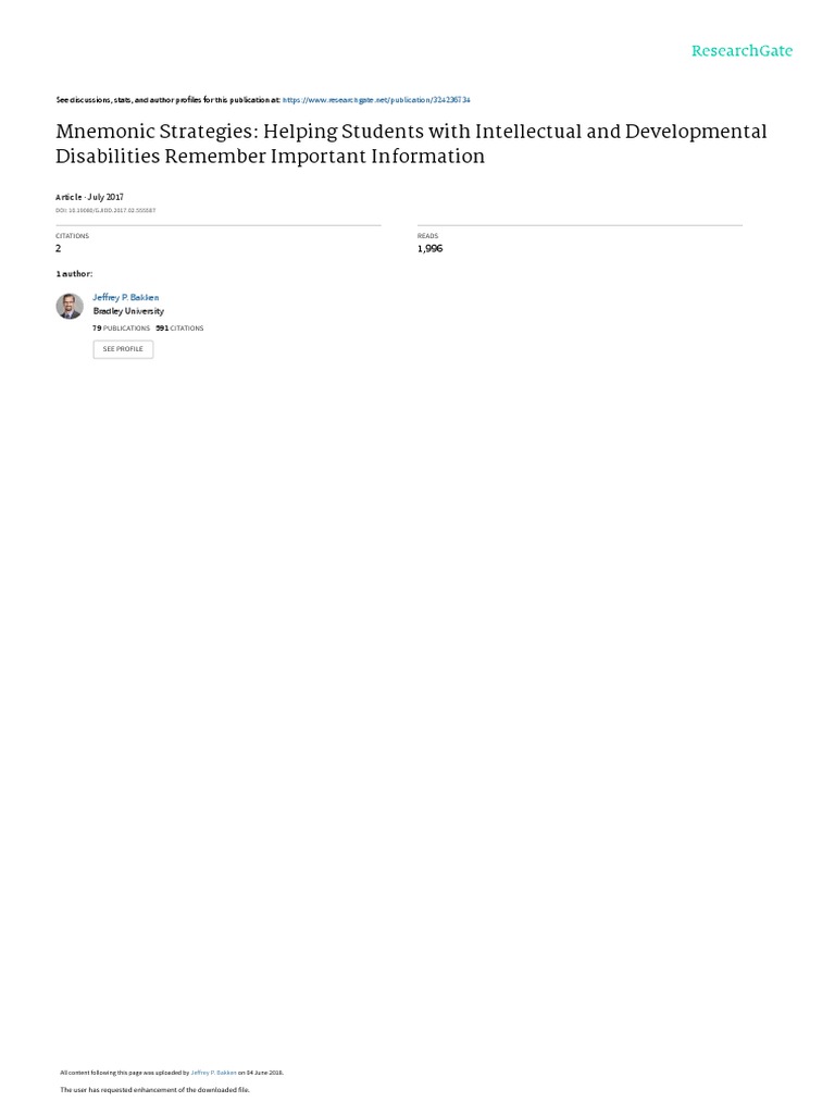 Mnemonic Strategies Helping Students With Intellec | PDF | Mnemonic ...