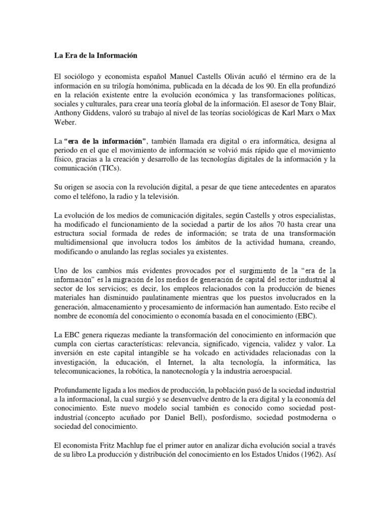 Era de La Informacion y La Computacion | PDF | Microcomputadoras ...