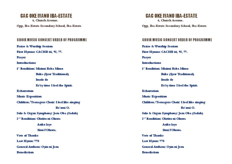 Concert Order of Service PDF | PDF