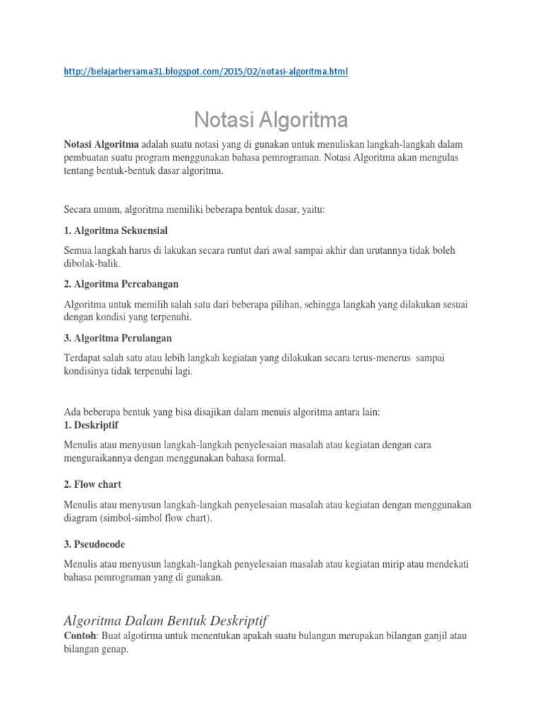 Notasi Algoritma dan Penerapannya | PDF | Metode & Bahan Ajar | Komputer