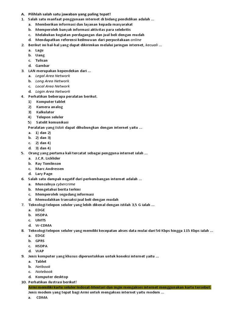 Soal Pas Tik Kelas 9 | PDF