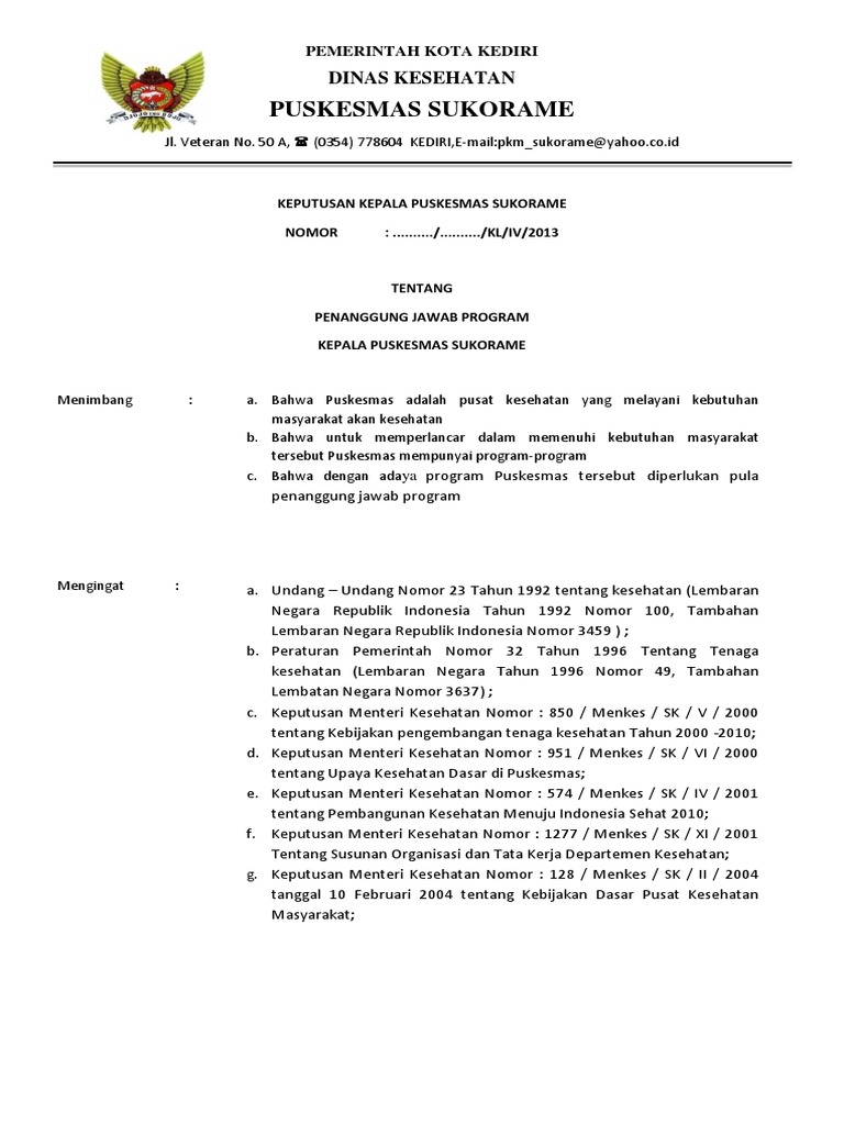 SK Penanggung Jawab Program | PDF