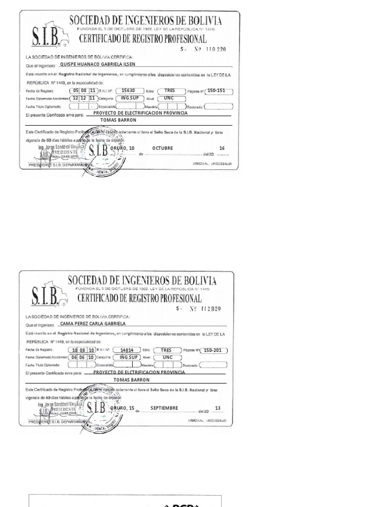 Certificado de La Sib | PDF