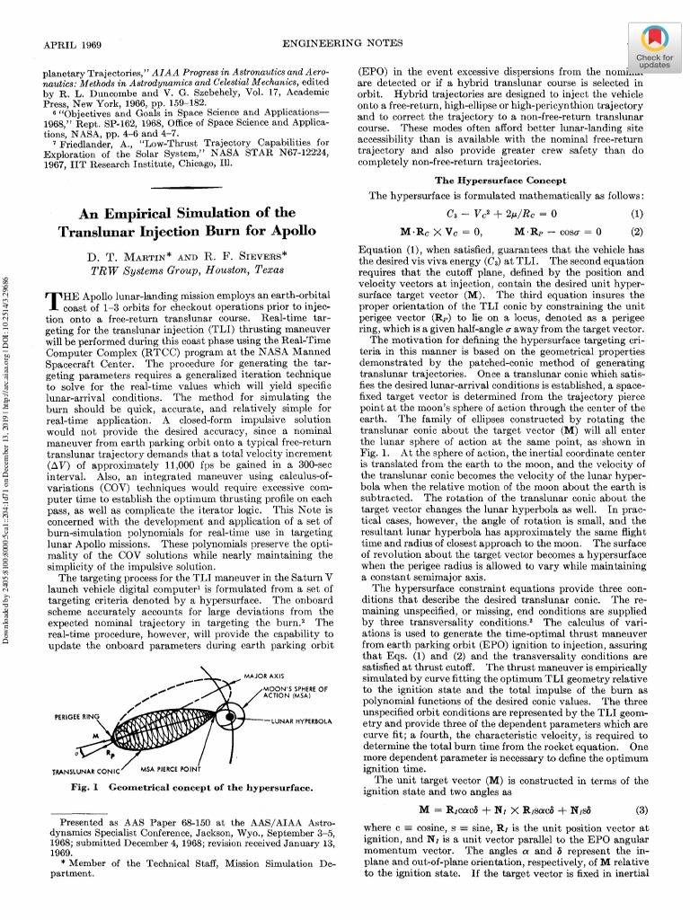 An Empirical Simulation of The Translunar Injection Burn For Apollo ...