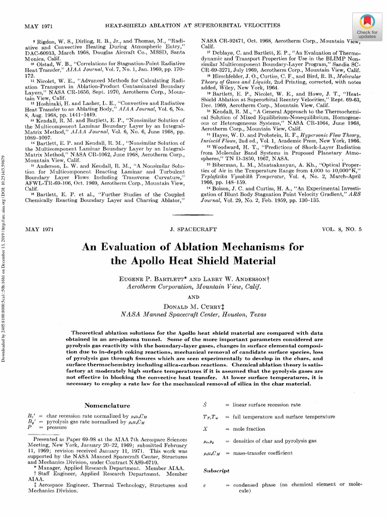 An Evaluation of Ablation Mechanisms For The Apollo Heat Shield ...