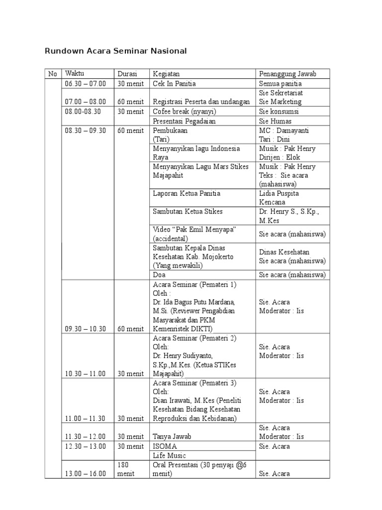 Rundown Acara Seminar | PDF