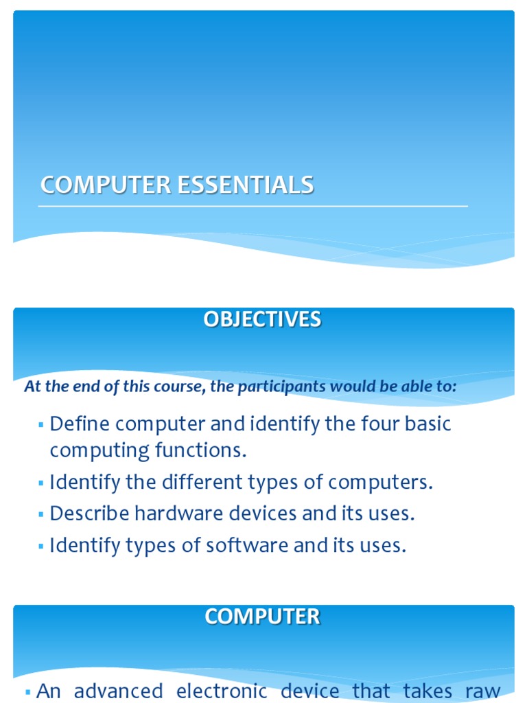 Computer Essentials | Download Free PDF | Input/Output | Computer Hardware