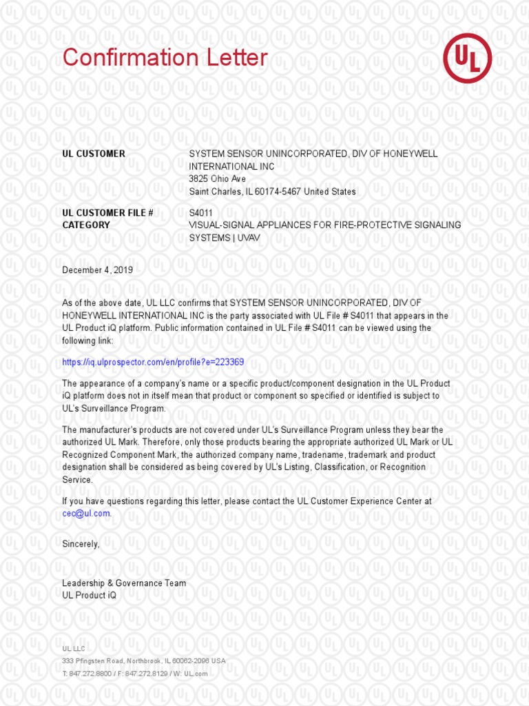 Certificado Ul S4011 | PDF