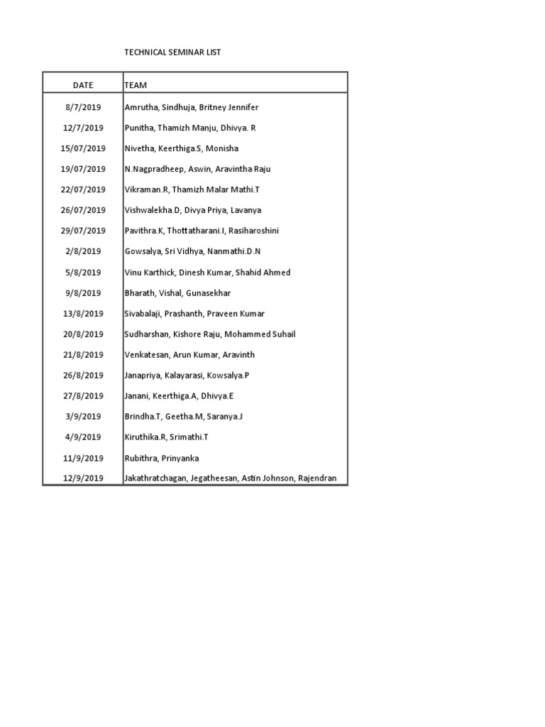 2019 Technical Seminar Schedule | PDF