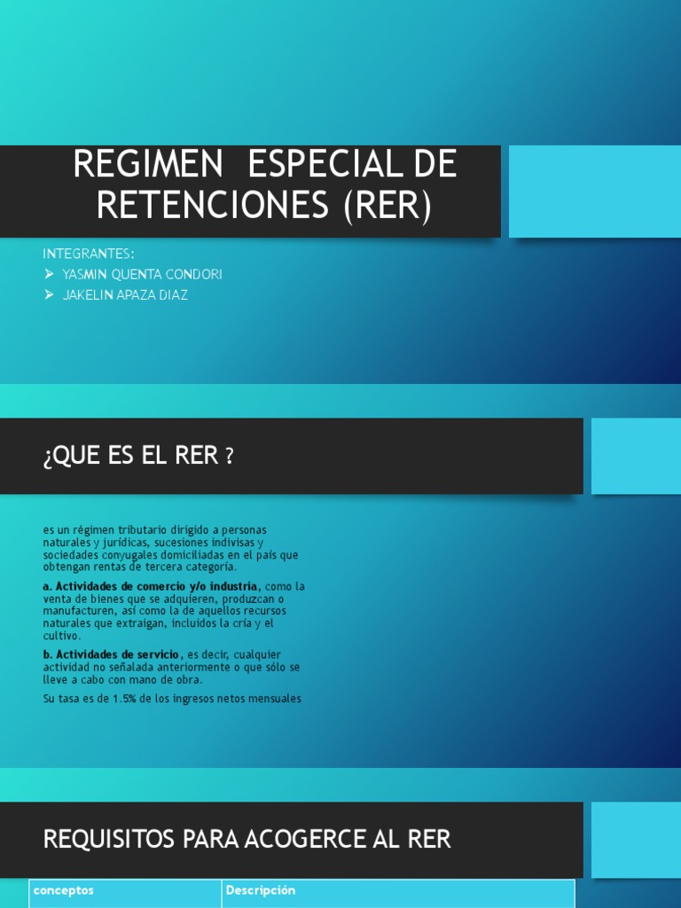 Regimen Especial de Retenciones (Rer) | PDF | Servicios (economía ...