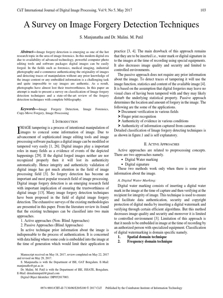 A Survey On Image Forgery Detection Techniques Pdf Digital Camera