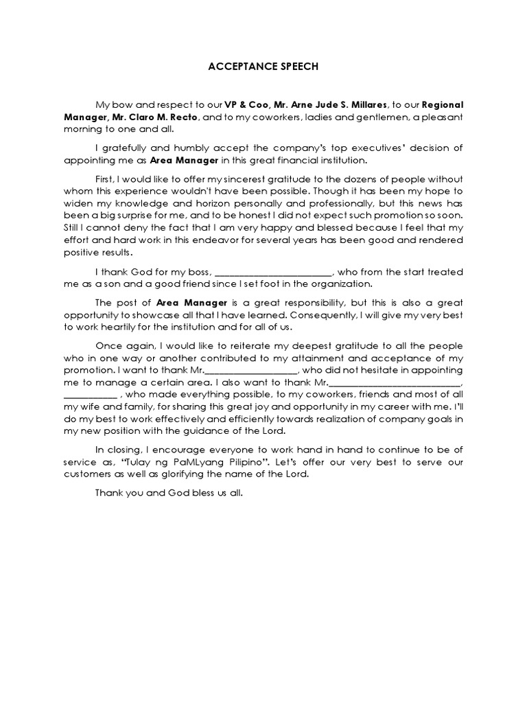 Acceptance Speech | PDF