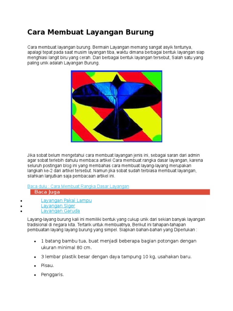 Cara Membuat Layangan Burung Simpel | PDF | Seni