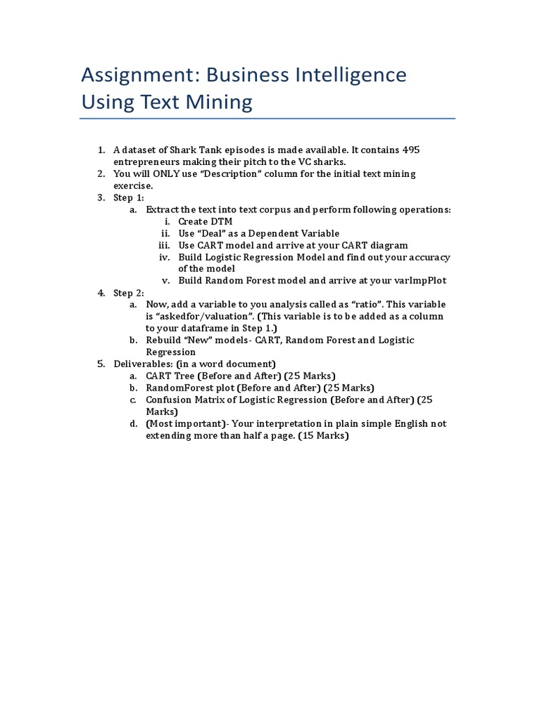 Business Intelligence Using Text Mining Assignment | PDF